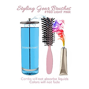 Styling Gear Detangling Hair Brush Nylon Bristles 7 Row Teasing Womens Brush For Thick Hair Small Travel Hairbrush Brush For Hair 1 Pcs. (Light Pink)