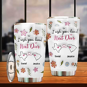 Personalized Gifts I Wish We Lived Closer Tumbler - 3D Inflated Effect - Custom State to State Mug, Long Distance Friendship Gifts, Personalized Tumbler, I Wish We Lived Closer Mug with Names
