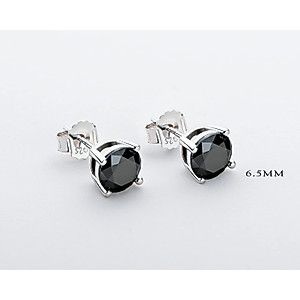 Black Moissanite Earrings 3MM to 8MM for Men Women, Lab Created Diamond 925 Sterling Silver Hypoallergenic Stud Gemstone Earrings, 18k Gold Plated, Jewelry Gifts (4MM)