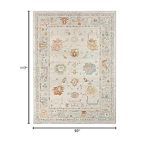 AMER Rugs Bohemian Seaford Collection, Indoor/Outdoor 8x10 Area Rug, Rugs for Living Room, Bedroom, Dining Room, Kitchen - Beige/Blue