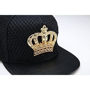 REINDEAR Royal King Crown Baseball Cap Hip-hop Snapback Hat (Black)