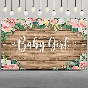 Ecomore Baby Shower Decorations for Girl - 245 PCS Gender Reveal Party Supplies Disposable Dinnerware with Rose Gold Floral Paper Plate Napkin Cutlery Tablecloth Backdrop Baby Boxs Balloon Garland Kit