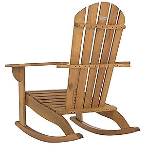Safavieh PAT7042A Outdoor Collection Brizio Teak Rocking Adirondack Chair, Natural
