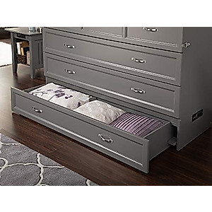 AFI Deerfield Murphy Bed Chest with Charging Station, Queen, Grey