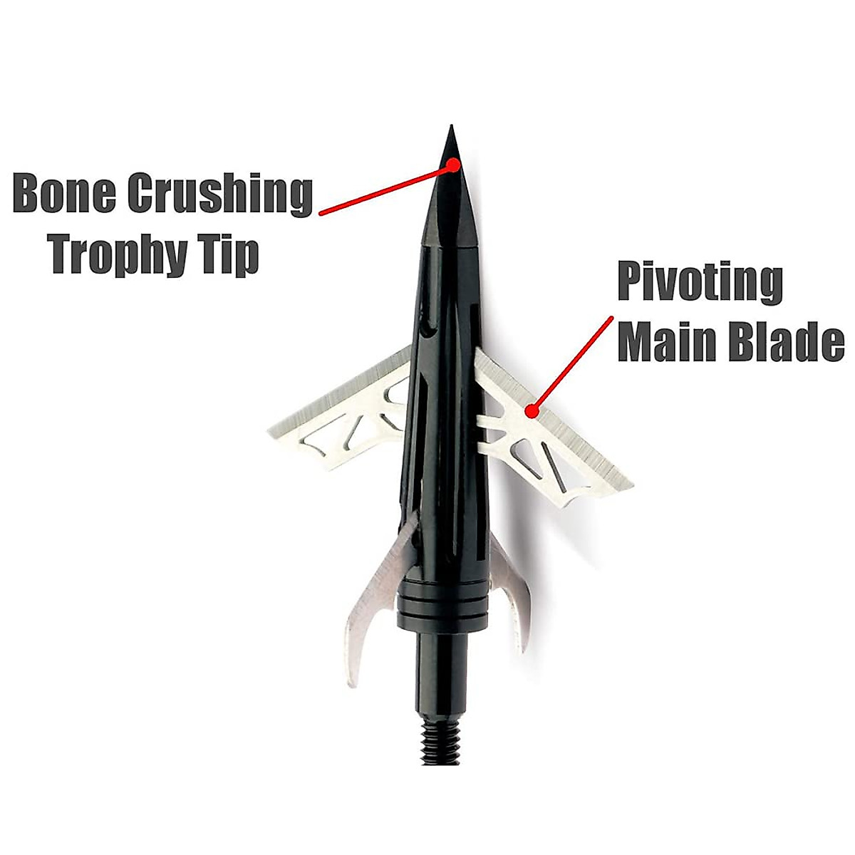 New Archery Products NAP DK4 Hunting Bow Spitfire Hybrid Mechanical 1 3/4" Cutting Diameter Compound Broadhead 3 Pieces Pack, 100 Grain,Black