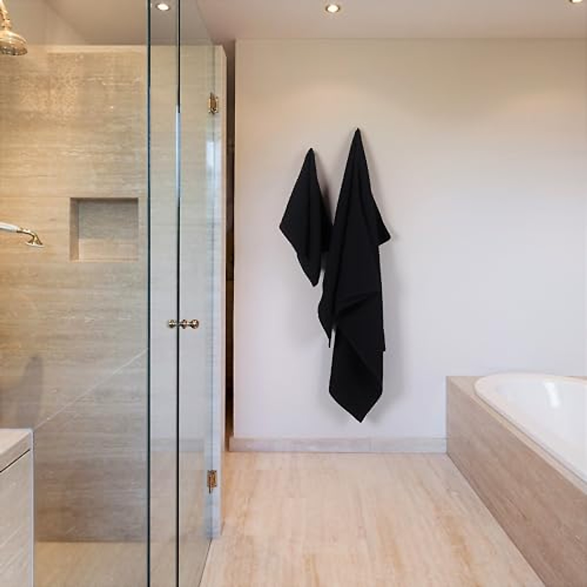 Püskül - 4 Pieces Waffle Towel Sets for Bathroom, Premium Organic Turkish Cotton 2 Hand Towels 2 Bath Towels Set (Black)