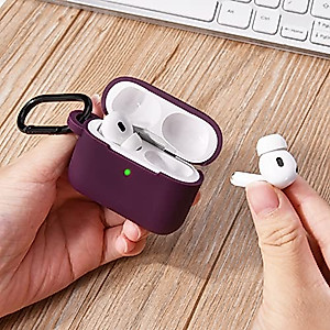 AIRSPO Airpods Pro 2nd Generation Case Cover 2022, Soft Silicone Shockproof Protective Case with Keychain AirPods Pro 2 Lanyard Case (Dark Purple)