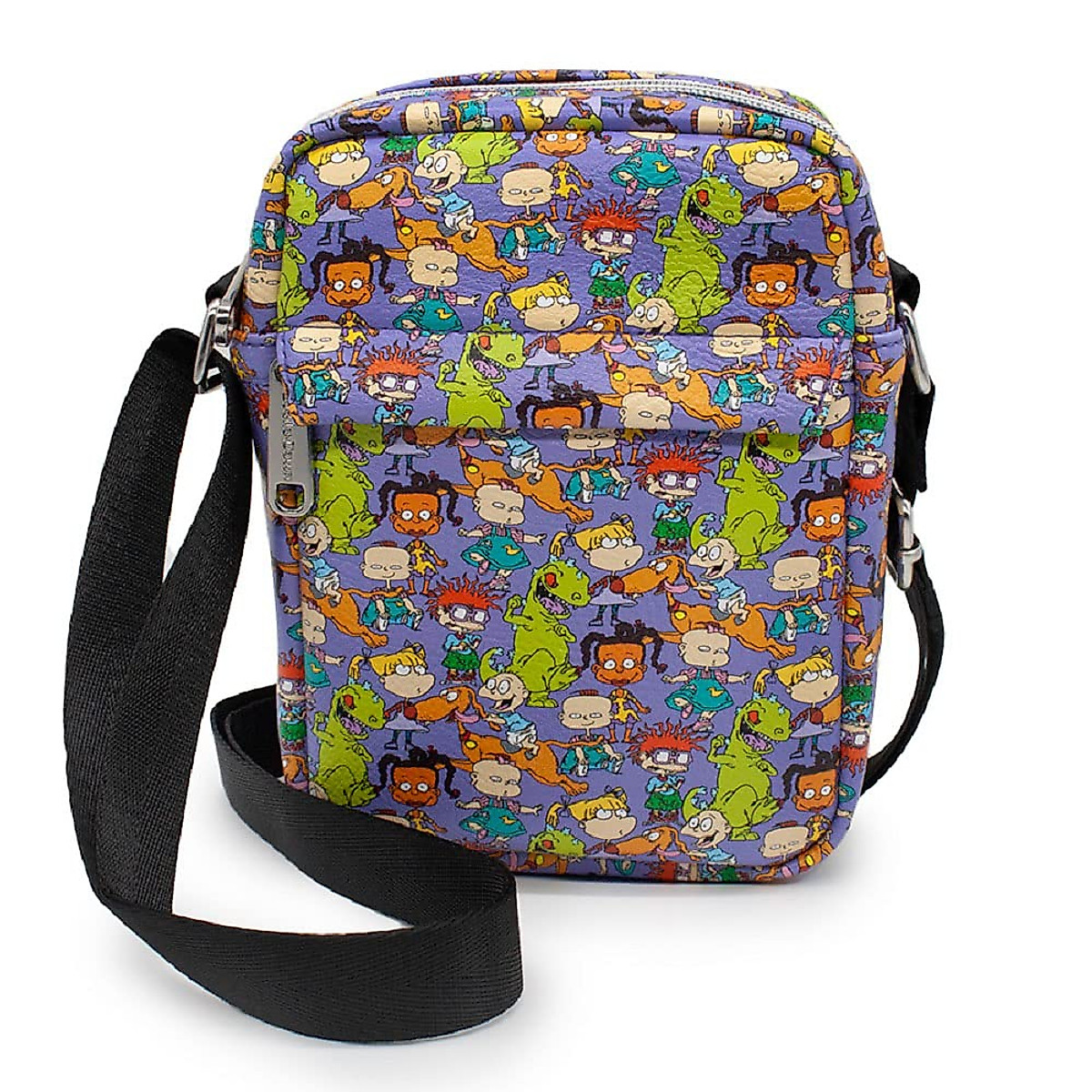 Buckle Down Nickelodeon Bag, Cross Body, Rugrats, Characters Stacked Collage, Purple, Vegan Leather