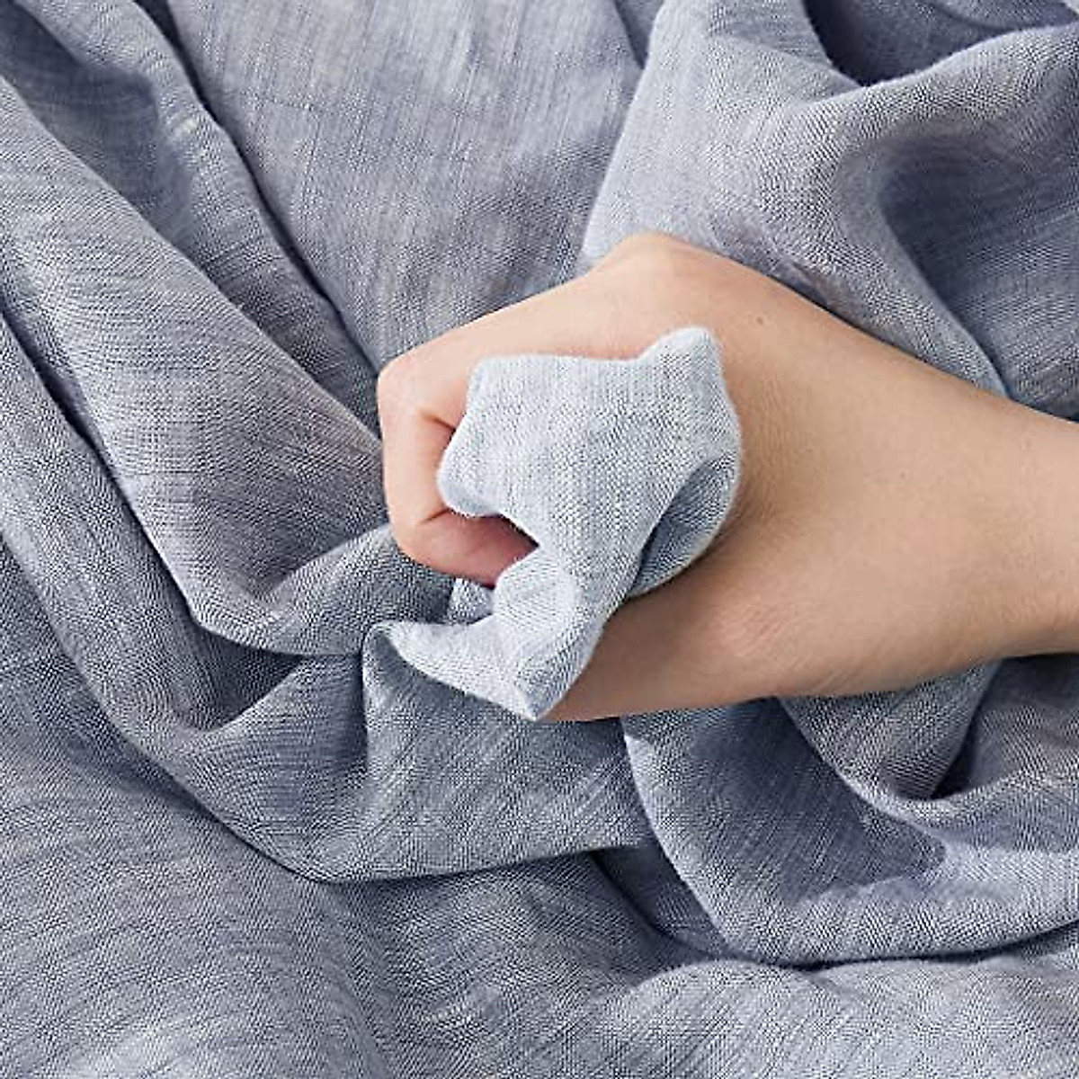 Berklan Linen Sheets King 100% French Natural Linen with Stone Washed 16 Inch Deep Pocket Organic Linen Sheets 200GSM Ultra Breathable(1 Flat 1 Fitted Sheet and 2 Pillowcases Blue King)
