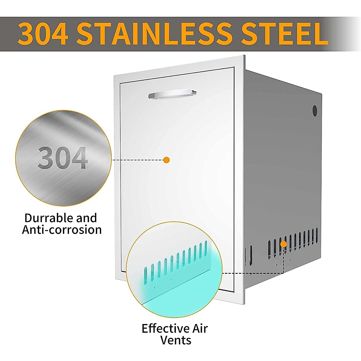 single pull-out trash can stainless steel outdoor kitchen trash can can store a 10 gallon commercial trash can without handle design (16''W x 22''H x 18''D)