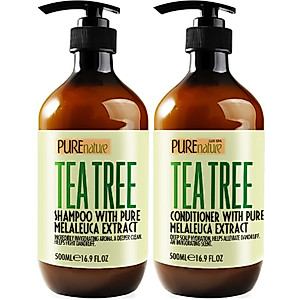 Tea Tree Oil Shampoo and Conditioner Set - Sulfate and Paraben Free Treatment for Oily Hair and to Help Reduce Your Itchy and Dry Scalp - Healthy Anti Dandruff Formula for Men and Women