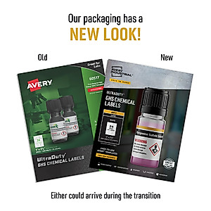 Avery UltraDuty GHS Chemical Labels for Laser Printers, Waterproof, UV Resistant, 1 x 2.5, Pack of 600 (60517)