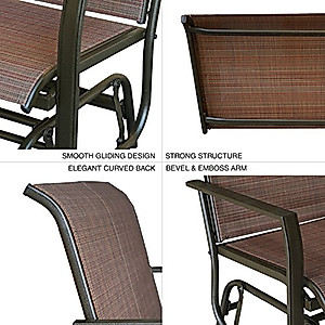 Kozyard Cozy Two Rocking Love Seats Glider Swing Bench/Rocker for Patio, Yard with Textilence Seats and Sturdy Frame (Tan)