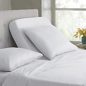34" Top Split King Sheets- Split Head Flex King Sheets (4 Pcs)- 100% Egyptian Cotton- Flex Top King Sheets for Sleep Number Bed- 15 Inch Deep Pocket- Adjustable Split Bed Sheets- White Solid