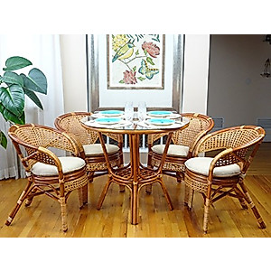 Pelangi Handmade Rattan Dining Wicker Chair W/Cushion, Colonial