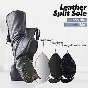 VCIXXVCE Women High-top Jazz Dance Shoes Lace up Black Leather Jazz Teaching Modern Dance Boot,US 8