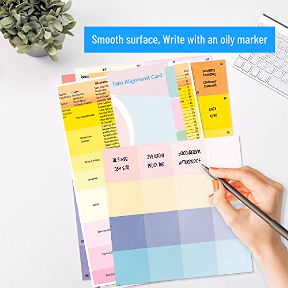 Index Tabs for DSM-5-TR, 94 Printed DSM-V-TR Tabs and 18 Blank Tab Stickers, with Alignment Card and Abbreviation Description Cards for The Diagnostic and Statistical Manual of Mental Disorders.
