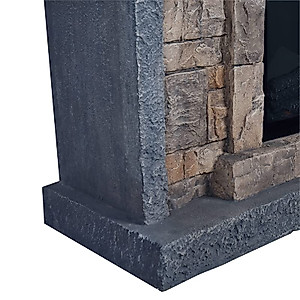 LIVILAND 45-Inch Freestanding Electric Fireplace with Faux Stone Mantel - Gray