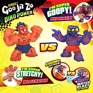 Heroes of Goo Jit Zu Dino Power Versus Pack - 2 Action Figures - Volcanic Rumble - Blazagon vs. Redback | Includes 2 Exclusive Heroes | for Ages 3+