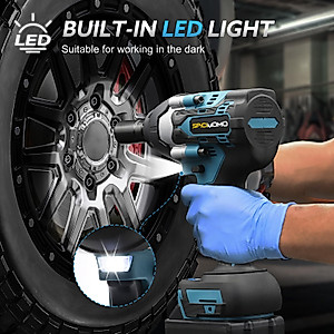 SPICIMOMO Cordless Impact Wrench 1/2 Inch for Car, 20V Brushless Power Impact Gun 600N.m(443Ft-lbs) with 2 Packs 4.0Ah Batteries, High Torque Electric Impact Driver for Mechanic, Mechanical Engineer