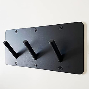 Wall Coat Hooks - Peggy Rectangular 3 Hook Rail - Pack of 1 - Matte Black Finish. Heavy Duty Metal Hooks with screws for Hanging Coats, Robes, Backpack, Towel, Keys. Hooks for College Dorm.