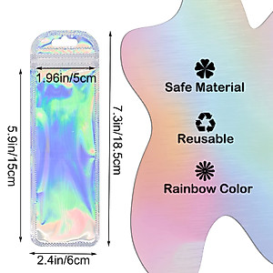 200 Pieces Rainbow Bags, Reusable Foil Pouch Makeup Brush Zip Lock Bag Double-Sided Zipper Lock Bag Mylar Bags for Household Food Storage Jewelry Bracelet Earrings Eyelash Packaging (2.4in*7.3in)