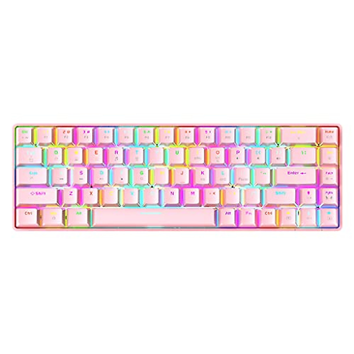 Qksky Wired Gaming Mechanical Keyboard 68 Key LED Backlit Two-Color Injection Luminous Keyboard for Laptop and Gamer Pro 68 Key Gaming Keyboard USB