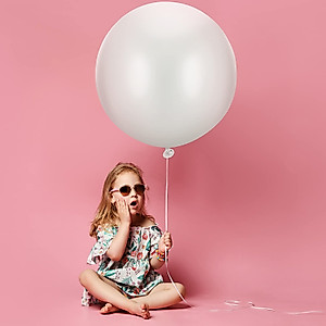 Charnoel 18 Pack 24 Inch Balloons Large Latex Balloons 36 Inch 18 Inch Giant Round Balloons Big Macaron Balloons for Wedding Birthday Party Baby Shower Decorations (White)