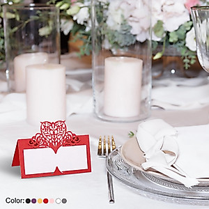 PATIKIL Table Name Place Cards,50Pcs 3.9 x 3.9inch Favor Decor Hollow Butterfly Cut Design Seat Blank Card for Wedding Party Seating Place Cards Purple