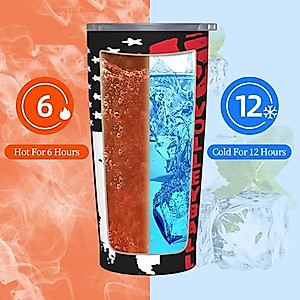 VKKOEWL American Flag Volleyball Sports Stainless Steel Insulated Tumbler 20 Oz Travel Water Bottle Coffee Mug Drink Cup With Lid Straw