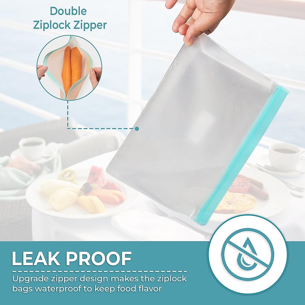 Temsy Reusable Snack Bags - 10pcs Reusable Snack Bags – Reusable Freezer Bags for Fruit, Veggies, Meat – Food-Safe Standup Storage Bags for Food with Ziplock Closure – Sustainable Option