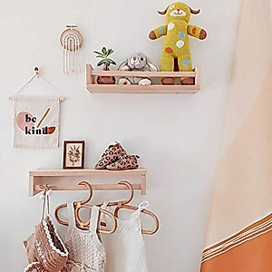 Linen Perch Wooden Baby Hangers - Bamboo Clothes Hangers - Natural, Eco-Friendly - Rattan Décor - Wood Baby Hanger - Boho Nursery Décor -Set of Three- (11" x 6")