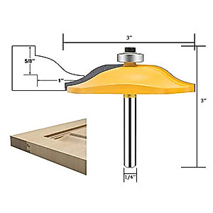TAIWAIN 1/4 Inch Shank Groove Tongue Cutter Router bit, Raised Panel Cabinet Door with Back-Cutter Panel Round Over Tool, Door Wood CNC Milling Tool for Woodworking(F-14HX)