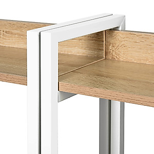 HOMCOM 94.5in Industrial Double Computer Desk with Hutch and Storage Shelves, Extra Long Two Person Home Office Desk, Writing Table Workstation for 2 People with CPU Stand, Oak Wood Grain