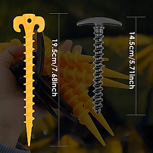 NODG 10 Pack Canopy Stakes Tent Pegs Spiral Stakes Outdoor Blanket Stakes Trampoline Anchors Durable Strong Plastic Peg Beach Mat Heavy Duty Screw Shape for Camping Sand Beach Rain Tarp and Hiking