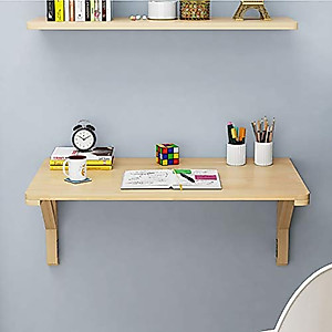 Folding Work Table, Wall Mounted Table Fold Down, Wooden Fold Up Table, Stable Sturdy Construction, Drop Leaf Tables for Small Spaces (Size : 80cm×50cm)