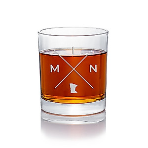 MIN Minneapolis Round Rocks Glass - Minneapolis Fan Gift, Minnesota Drinking Glass, Minnesota Fan Gift, Minnesota Gift Whiskey Glass