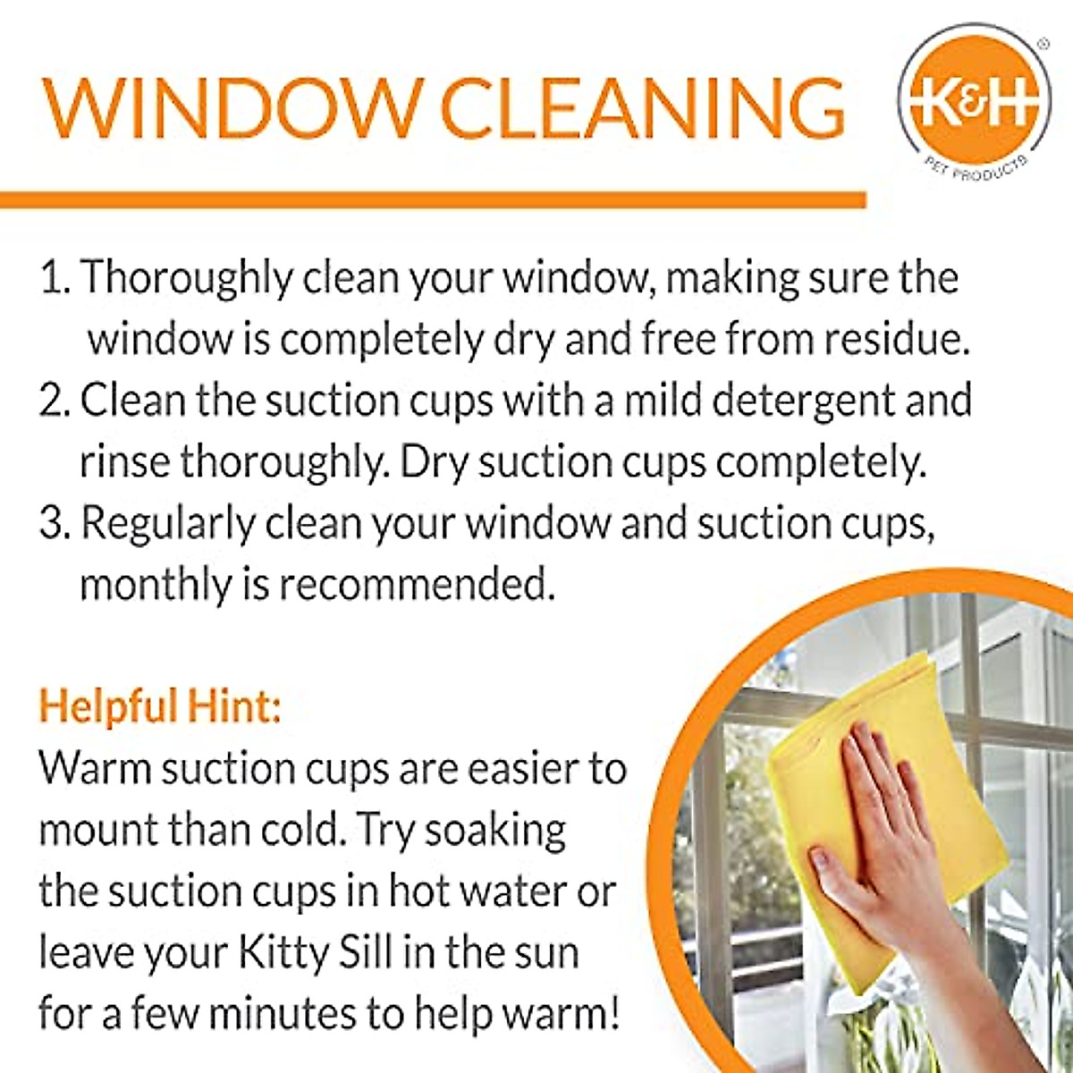 K&H PET PRODUCTS EZ Mount Thermo-Kitty Sill Heated Window Cat Bed, Heated Cat Hammock for Large Cats Extra-Deep Cat Perch Gray 27" X 10" X 11"