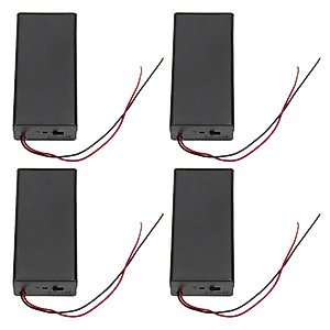 Semetall 18650 Battery Storage Case 4 Pcs 2 Slots x 3.7V for 2x18650 Batteries Holder Box Container with ON/Off Switch 18650 Battery Holder with Leads Wire(Black)