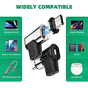 DuHeSin USB C Magnetic Adapter, (2 Pack) Magnetic USB C Adapter, 24Pins USB3.1 10Gbps Data Transfer 4K 60Hz Video PD 100w Charge Compatible with MacBook Pro/Air USB-C Laptop