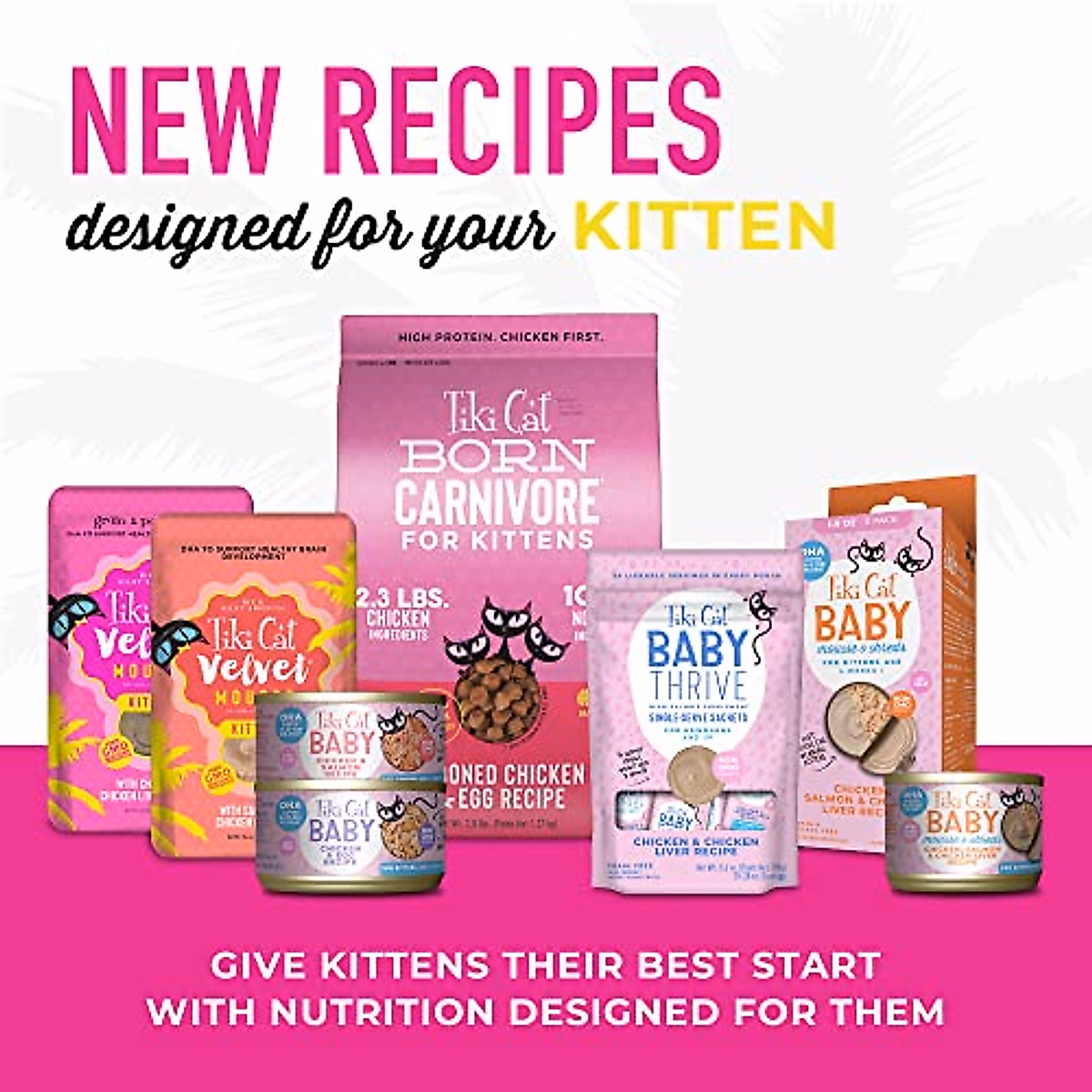 Tiki Cat Baby Mousse & Shreds, Chicken, Salmon, and Chicken Liver, High-Protein, Wet Cat Food for Kittens 4 Weeks+, 1.9 oz. Cans (Pack of 3)