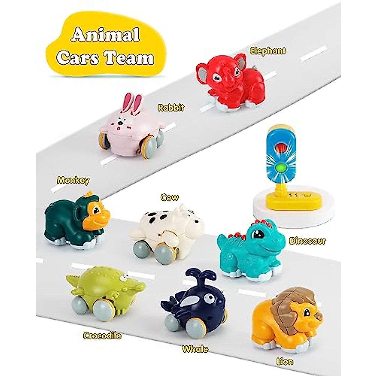 Kiddiworld Animal Car Toys for 1 Year Old Boy Gifts, Infant Baby Toys 12-18 Months, Pull Back Cars Truck Toys for 1-3 Year Old Girl Gifts, One First Christmas Birthday Gifts for Toddler Toys Age 1-2