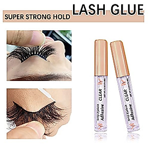 Clear Eyelash Glue Eyelash Adhesive Super Strong Hold Lash Glue Waterproof False Eyelashes Glue Suitable for Sensitive Eyes Lash Adhesive 0.176oz,(Clear)
