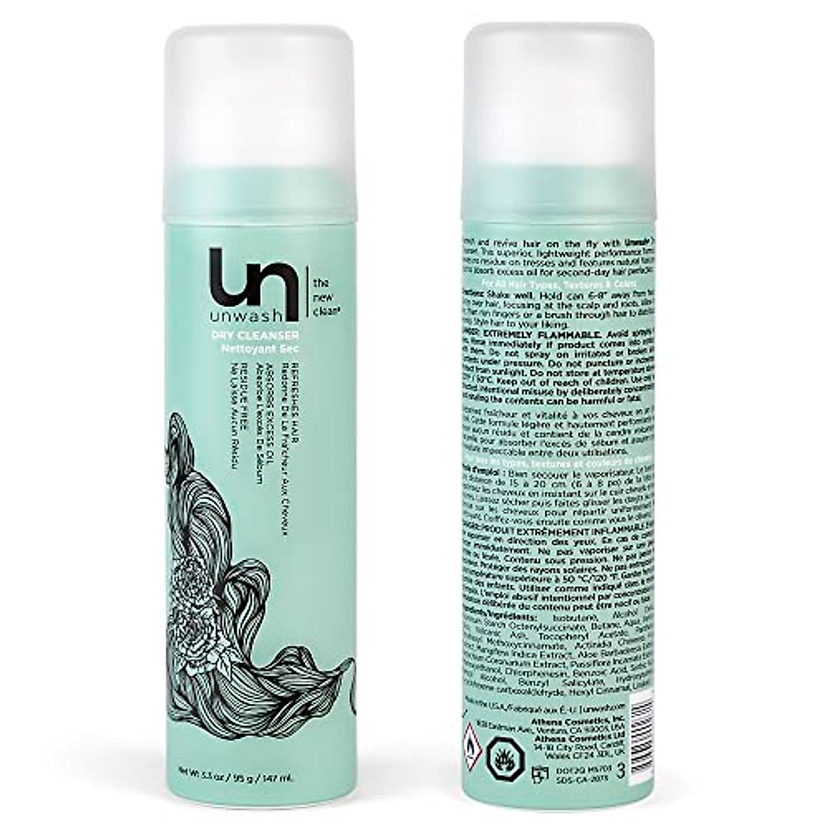 unwash Dry Cleanser - Dry Shampoo for All Hair Types, Refresh Hair & Absorb Excess Oil, Lightweight & Residue-Free, Color-Safe, 3.3 oz