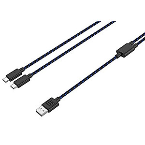 Surge Playstation 5 Dual Charge & Play Cable for Playstation DualSense Controllers, Dual Charging, Braided Cable (3m/10ft) USB-A to USB-C