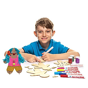 Baker Ross AT180 Decorative Wooden People - Pack Of 6, Stand Up Ornament, Great For Christmas Arts And Crafts Projects, Ideal Home, School And Craft Group Activity