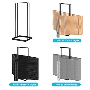 Hanger Organizer Stacker,Clothes Hanger Storage Stand Holds Up to 58 Velvet Hangers for Closet Laundry Room,Metal Stand Hanger Holder Rack for Children Adults Clothes Hangers,Black