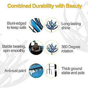 LimeHill Wind Spinner for Yard and Garden - Large Metal Kinetic Wind Sculptures, Yard Art Outdoor Decor (27 x 91 inches)
