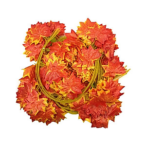 GPARK 12Pack / Each 82 inch, Artificial Ivy Red Maple Garland Fake Leaf Plants Vine, Flowers Hanging for Wedding Party Home Garden Kitchen Office Outdoor Greenery Wedding Wall Decoration