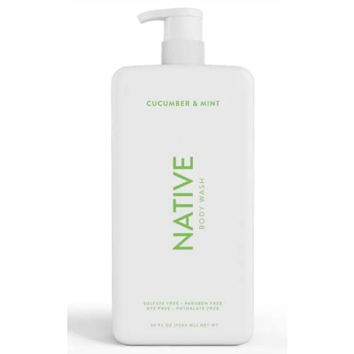 Native Body Wash for Women, Men | Sulfate Free, Paraben Free, Dye Free, with Naturally Derived Clean Ingredients, 36 oz bottle with pump - Pack of 1 (Cucumber & Mint)